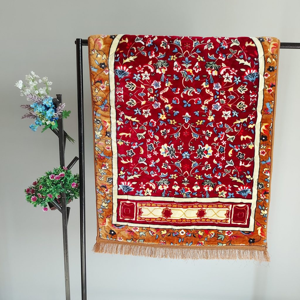 Handmade Prayer Rug/Mat - Floral Orange - UMMAH CLOTHING